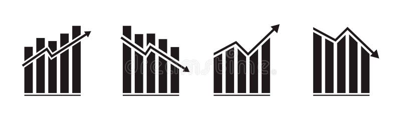 Set of Growing Bar Graph Icon Vector Illustration in Flat Style Stock ...