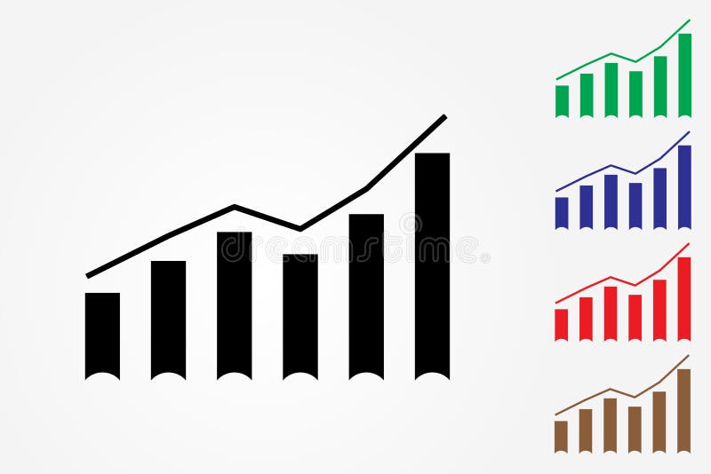 Set of Growth Chart Vectors with Different Colors on White Background ...