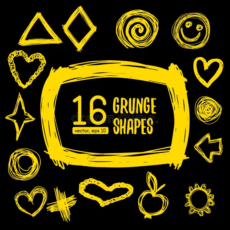 Set of 16 Grunge Abstract Textured Vector Shapes. Stock Vector ...