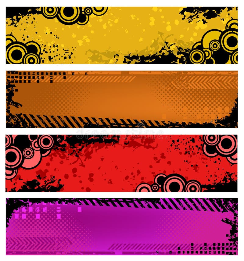 Urban Style Grunge Banners with Rainbow Colours Stock Vector ...