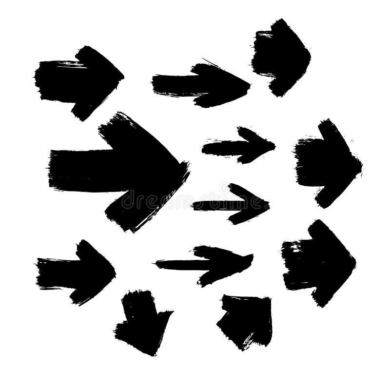 Set of 12 Grunge Black Abstract Textured Vector Arrows. Stock Vector ...