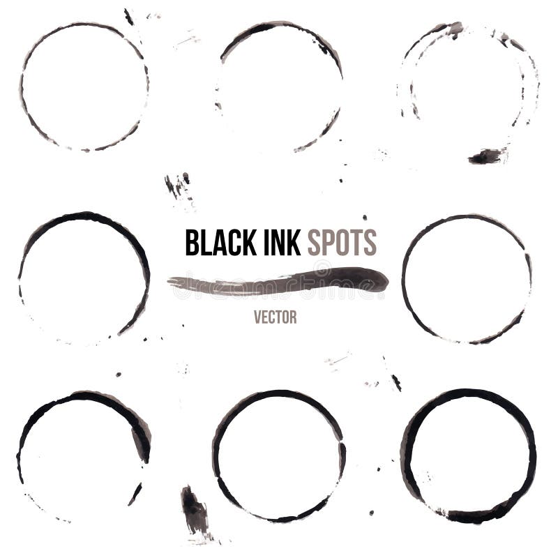 Set of Grunge Black Ink Stains on White Background Stock Vector ...