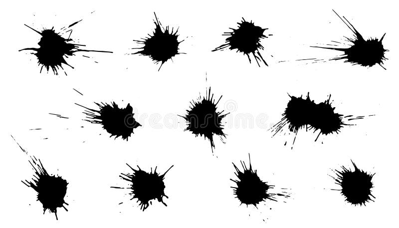 Set of Grunge Blots. Paint Black Splash Stock Vector - Illustration of ...
