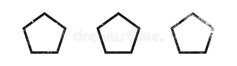 Set of Grunge Borders in Pentagon Form Stock Vector - Illustration of ...