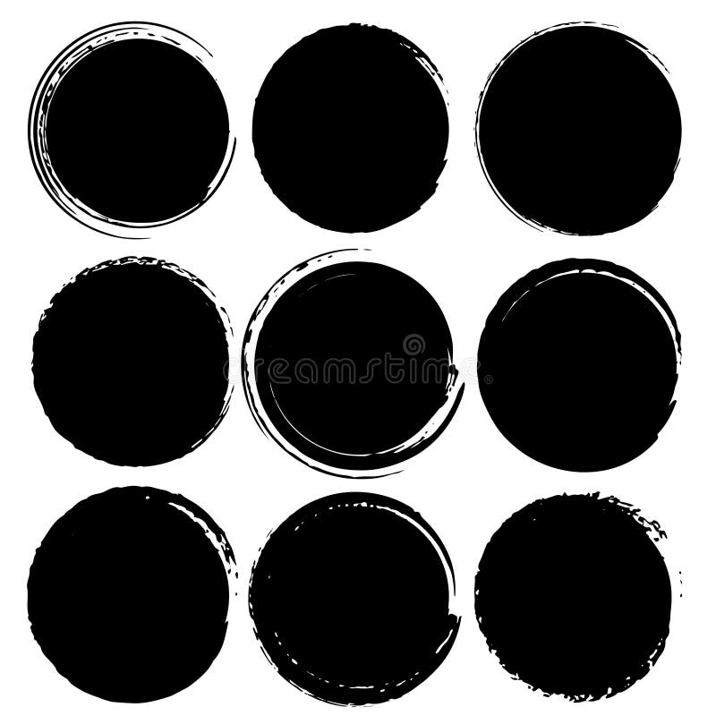 Set of Grunge Circles. Vector Grunge Round Shapes Stock Vector ...