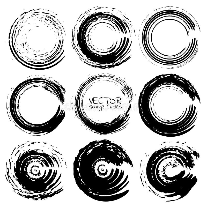 Set of Grunge Circles, Grunge Round Shapes. Stock Vector - Illustration ...