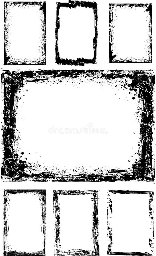 Grunge Borders. Damage Framing Scratchy Shapes Brushes Style Vector ...