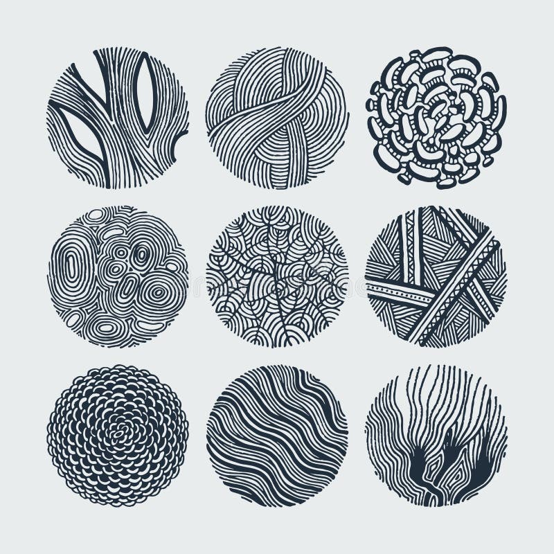 Set of Grunge Halftone Drawing Textures. Random Doodle Circles Stock ...