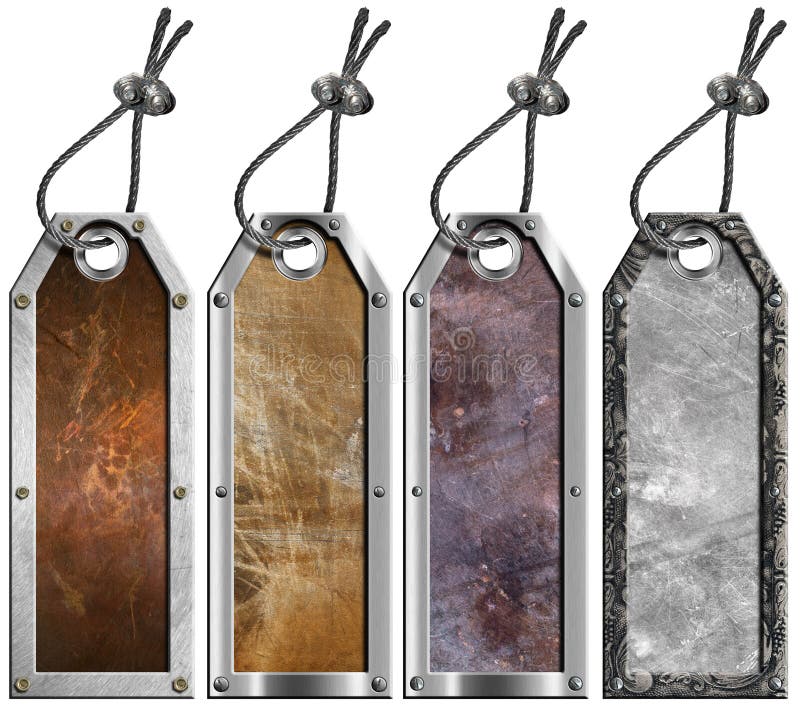 Set of Grunge Metal Tags - 4 Items Stock Illustration - Illustration of ...