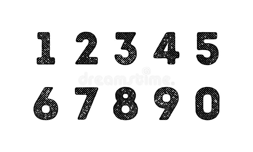 Set of Grunge Numbers.Vector Distressed Numbers Vector Eps. Stock ...