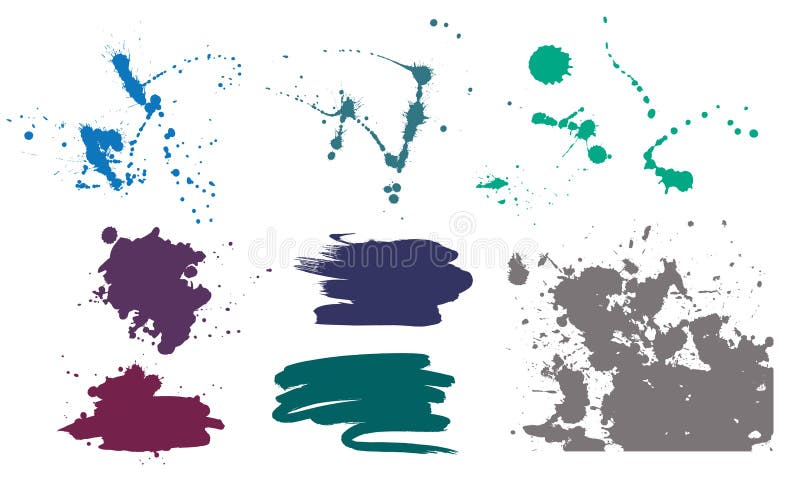 Set of Ink Grunge Objects for Your Design. Stock Vector - Illustration ...