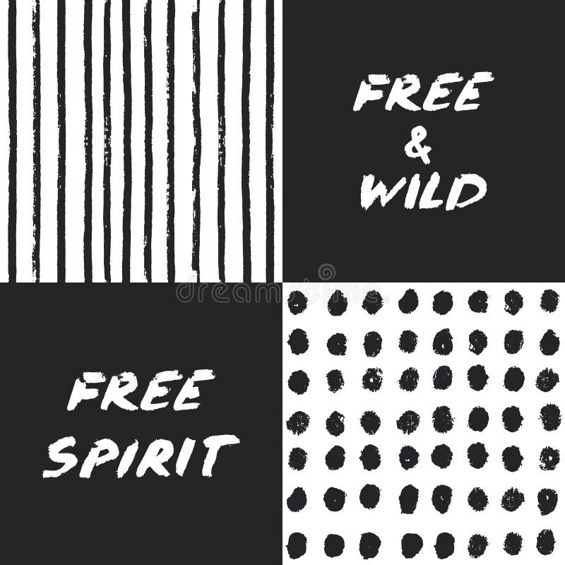 Set with Grunge Patterns and Hand Drawn Text Backgrounds Stock Vector ...