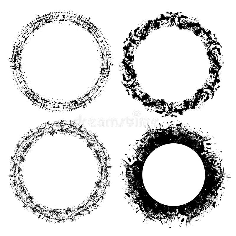 Set Grunge Round Frames with Scratches and Place for Text. Stock Vector ...
