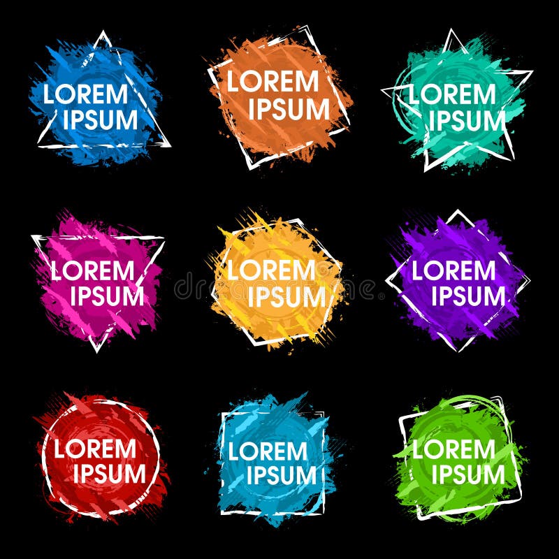 Set Grunge Splash Banner. Vector Splatter Labels with Space for Text ...