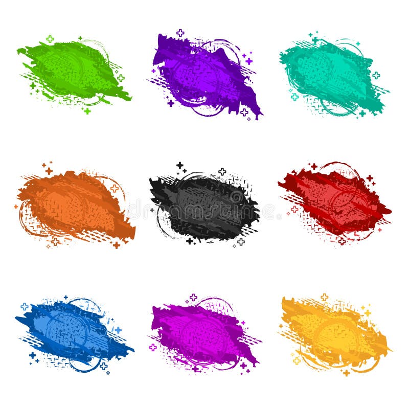 Set Grunge Splash Banner. Vector Splatter Labels with Space for Text ...