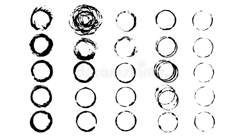 Set of Grunge Spots in the Form of Rings, Collection Rounded Brush ...