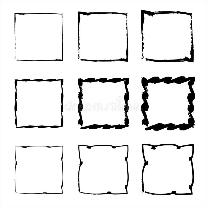 Set of Grunge Square. Borders Set. Vector Borders Grunge Template Set ... Set of Grunge Square. Borders Set. Vector Borders Grunge Template Set ...
