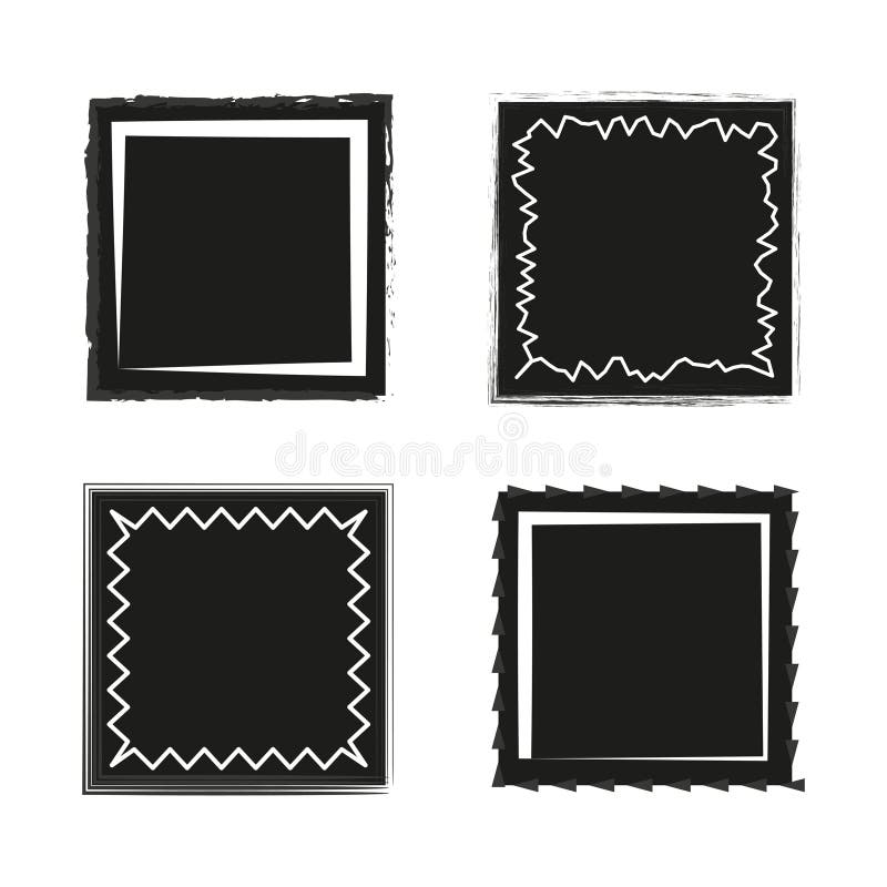 Set of Grunge Square Frames. Textured Borders Collection. Vector ...