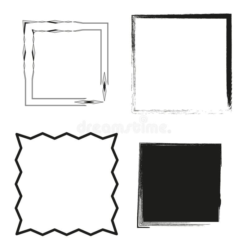 Set of Grunge Square Frames. Vector Illustration. EPS 10 Stock Vector ...