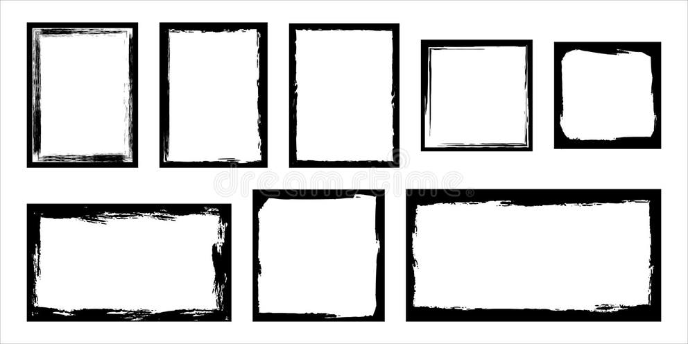 Set of Grunge Square and Rectangular Windows. Frame with Rough Erased ...