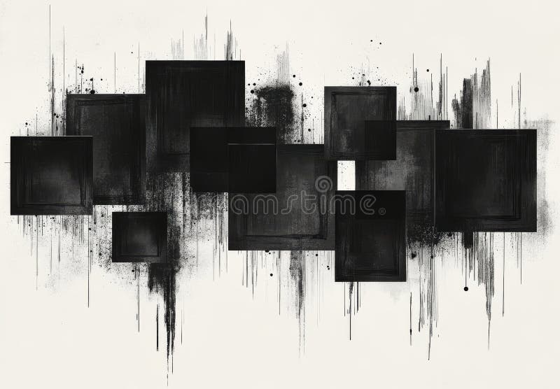 A Set of Grunge Square Template Backgrounds. Modern Black Painted ...