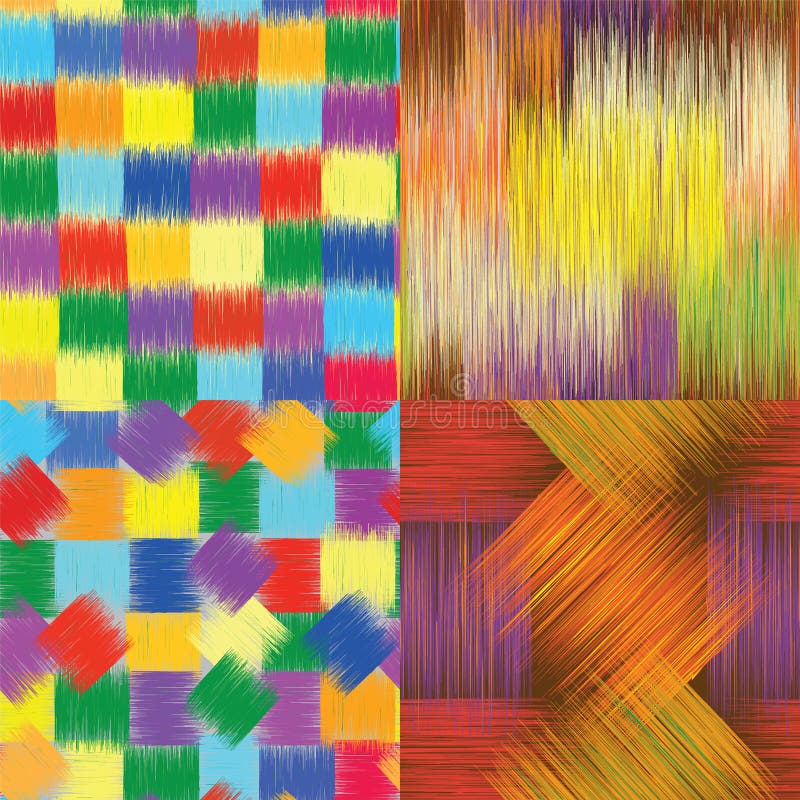 Set of Grunge Striped ,checkered and Stained Seamless Patterns Stock ...