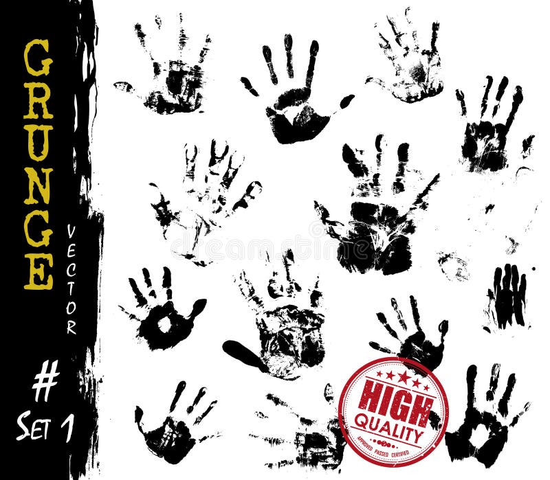 Set of Grunge Style Handprints . Elements Vector Stock Vector ...