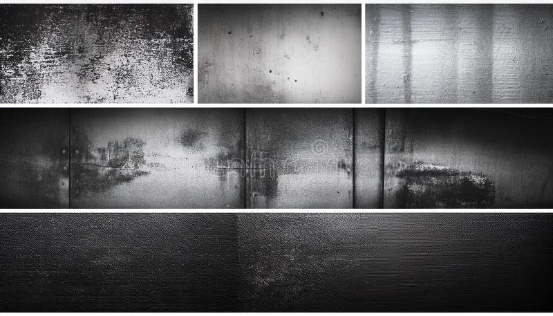 Set of Grunge Textures. Black and White Abstract Horizontal Backgrounds ...