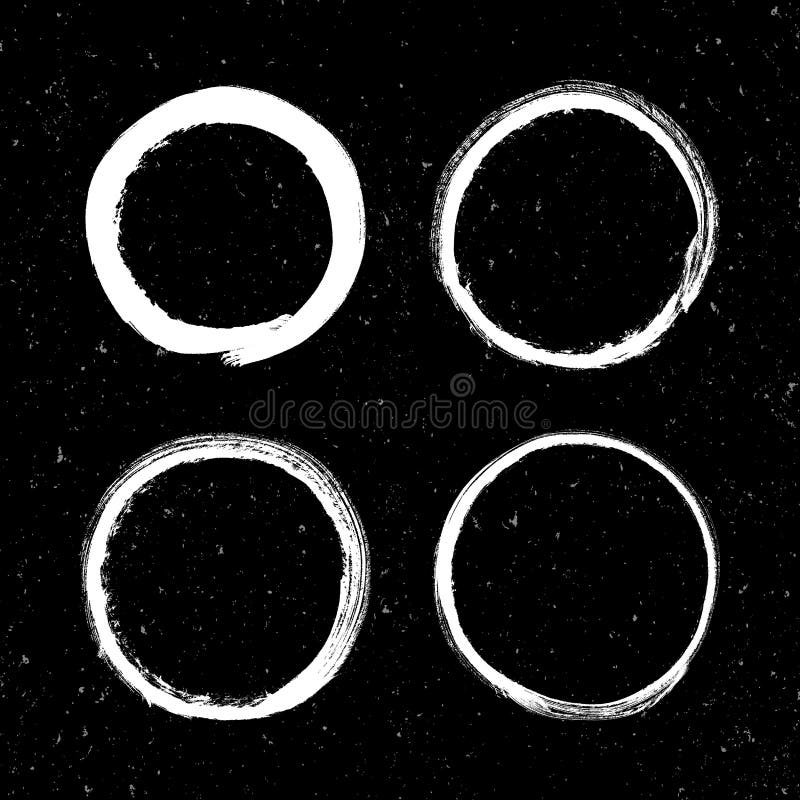 Set of Grunge White Circle Brush Strokes Stock Vector - Illustration of ...