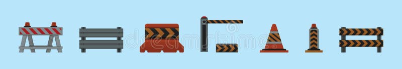 Set of Guardrail and Road Barrier. Cartoon Icon Design Template with ...