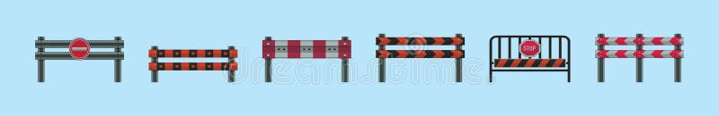 Set of Guardrail and Road Barrier. Cartoon Icon Design Template with ...