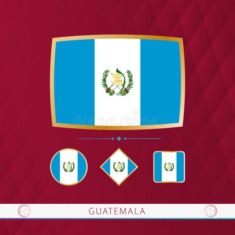 Set of Guatemala Flags with Gold Frame for Use at Sporting Events on a ...