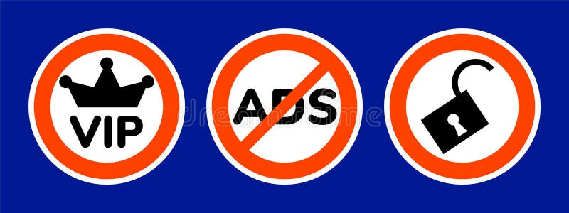 GUI Icon Button with Remove Ads Text Sign for Website, Mobile Game or ...