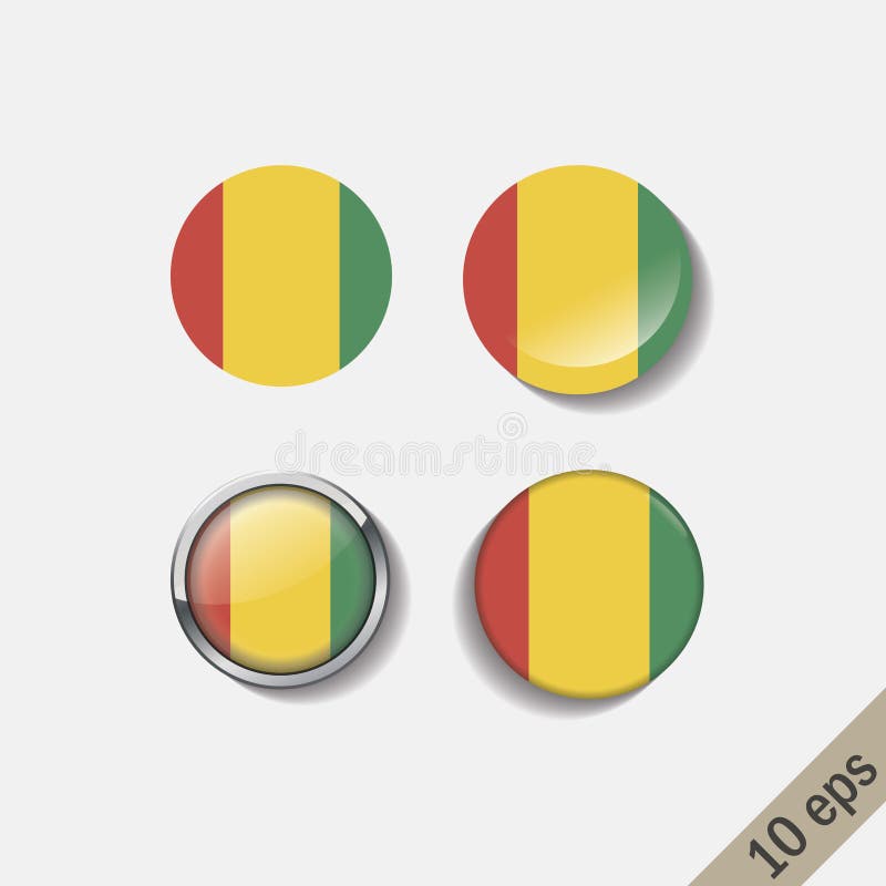Set of GUINEA Flags Round Badges. Stock Illustration - Illustration of ...