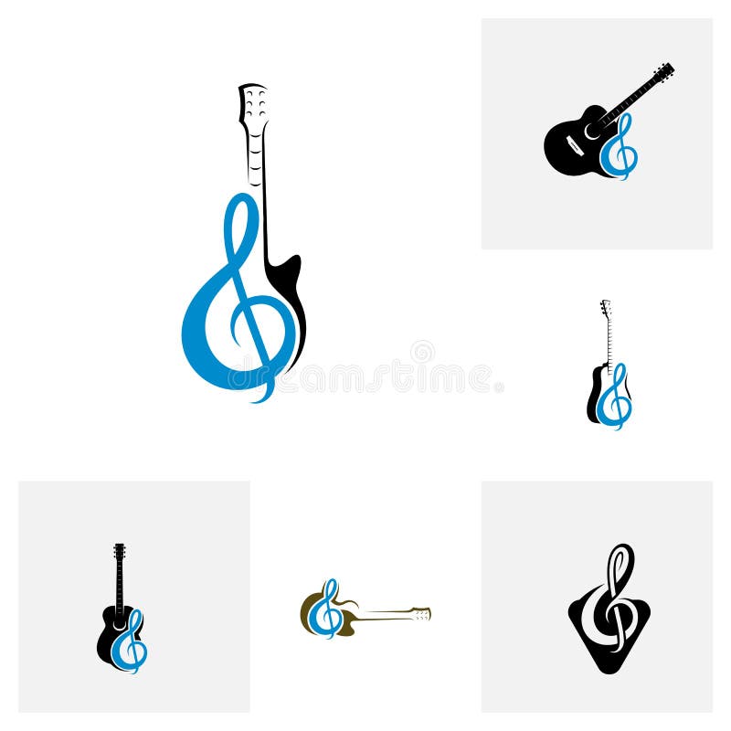 Set of Guitar Logo Concept Design Vector Template. Simple Set of ...