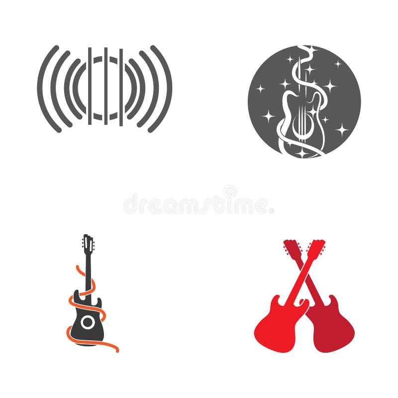 Set Guitar Wave Logo Template Vector Symbol Stock Vector - Illustration ...