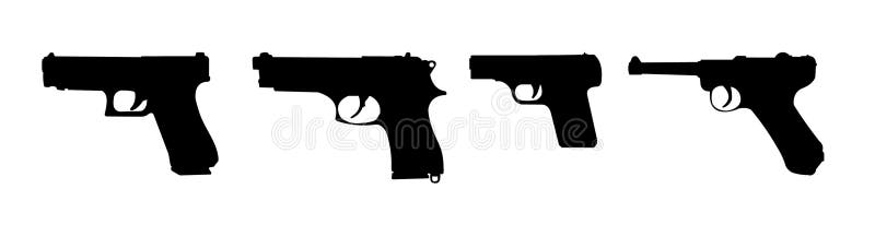 Set of gun silhouettes stock vector. Illustration of firearm - 349019817