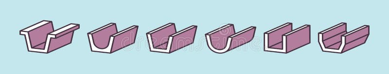 Set of Gutter Cartoon Icon Design Template with Various Models. Vector ...