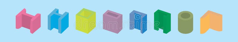 Set of Gutter Cartoon Icon Design Template with Various Models. Vector ...