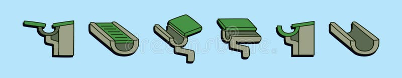Set of Gutter Cartoon Icon Design Template with Various Models. Vector ...