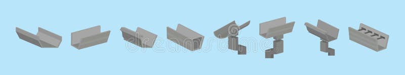 Set of Gutter Cartoon Icon Design Template with Various Models. Vector ...