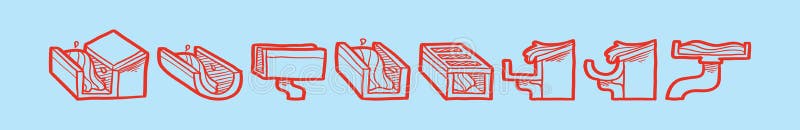 Set of Gutter Cartoon Icon Design Template with Various Models. Vector ...