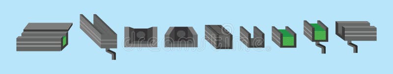 Set of Gutter Cartoon Icon Design Template with Various Models. Vector ...