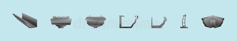 Set of Gutter Sell Cartoon Icon Design Template with Various Models ...