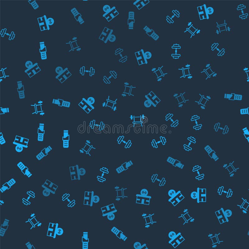 Set Gym Building, Dumbbell, Bench with Barbell and Protein Sport on ...