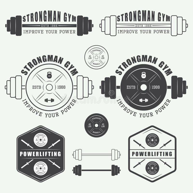 Set of Gym Logo in Vintage Style Stock Vector - Illustration of ...