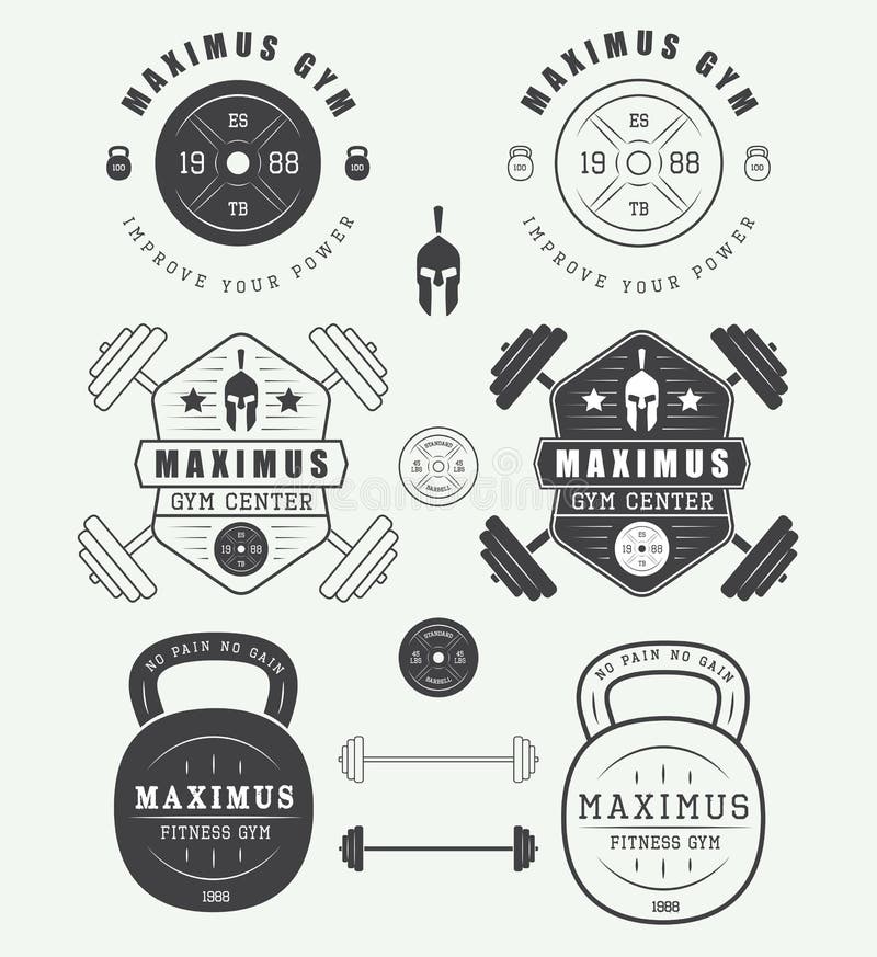 Gym Logo in Vintage Style. Vector Illustration. Stock Vector ...