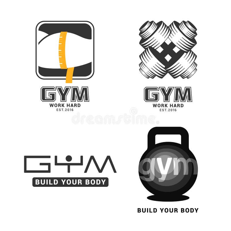 Set of gym logos in vector stock vector. Illustration of advertise ...