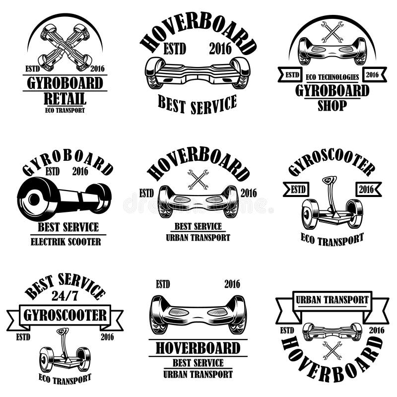 Set of Gyroboard Service, Store, Repair Emblems. Design Element for ...