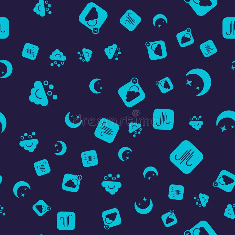 Set Hail Cloud, Moon and Stars, Weather Forecast App and Wind on ...